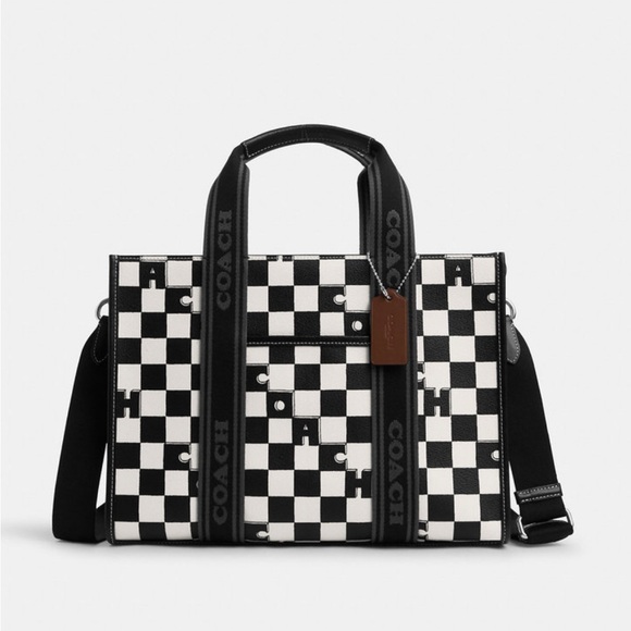 Coach | Bags | New Coach Silverblackchalk Smith Tote With Checkerboard ...